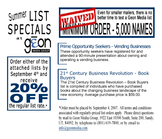 Geon Media Group - Monthly Promotions